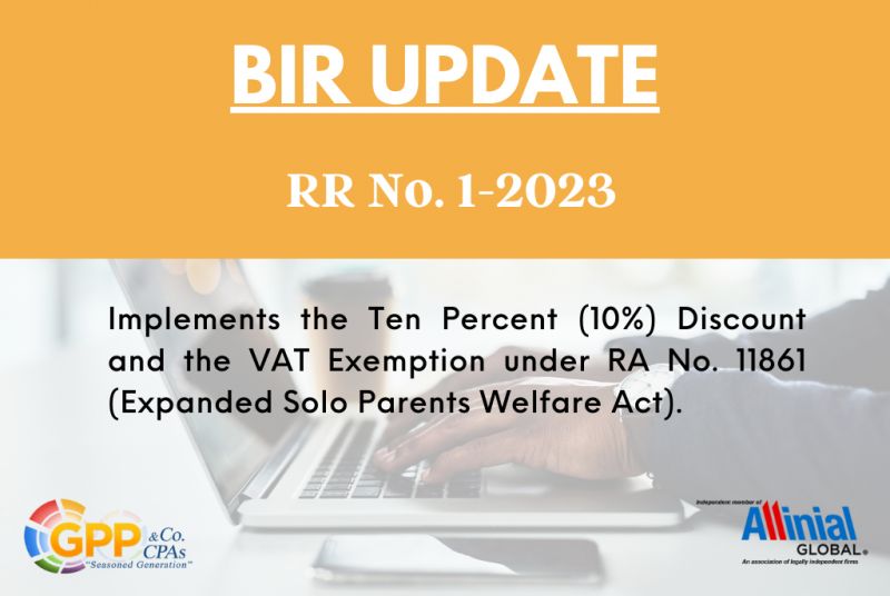 BIR Updates – G. Pagaspas Partners & Co. CPAS