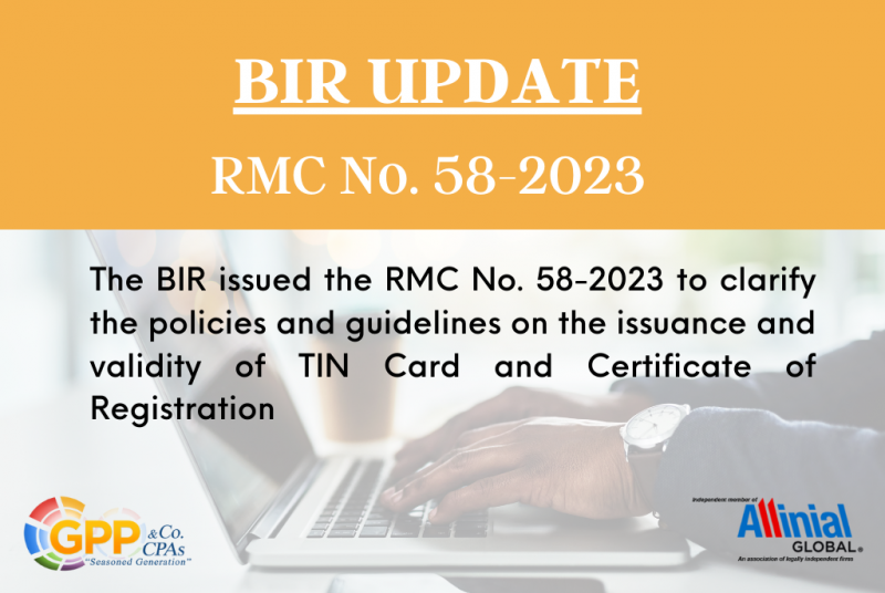 BIR Updates – G. Pagaspas Partners & Co. CPAS