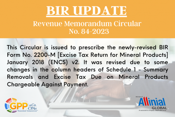 BIR Form No. 2200-M – G. Pagaspas Partners & Co. CPAS