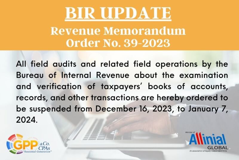 BIR Updates – G. Pagaspas Partners & Co. CPAS