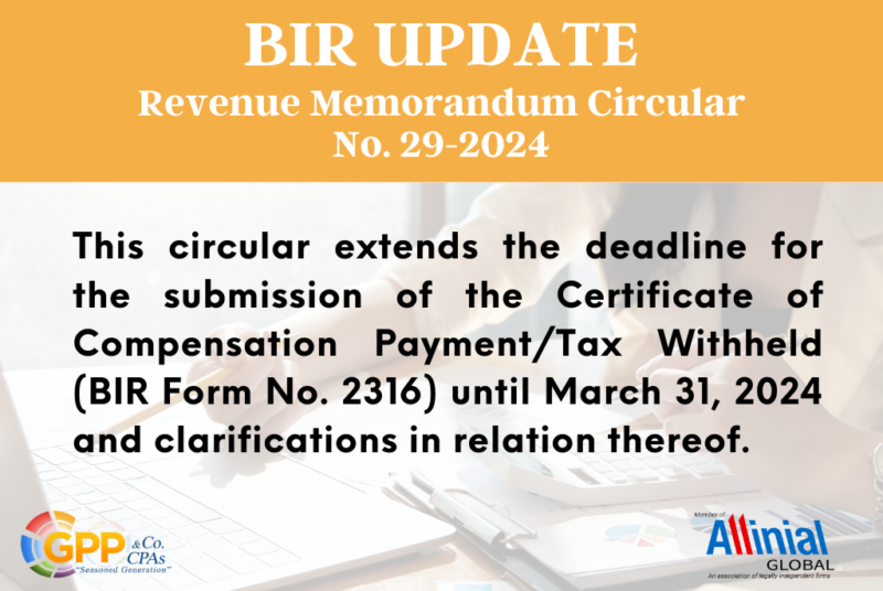 bir form no. 2316 – G. Pagaspas Partners & Co. CPAS